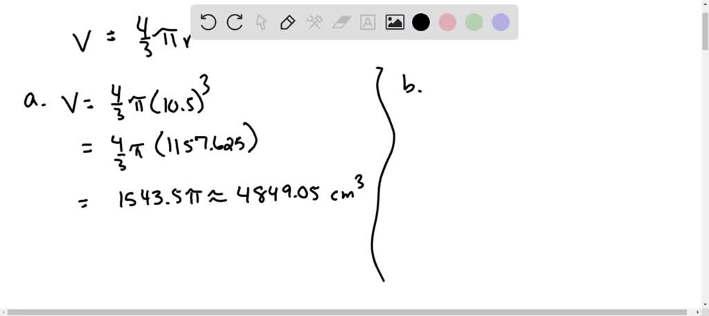 SOLVED:Use the following formulas. Volume of the sphere: V=(4)/(3) πr^3 ...
