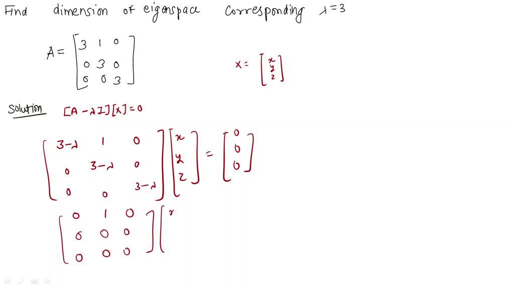 SOLVED:Find the dimension of the eigenspace corresponding to the ...