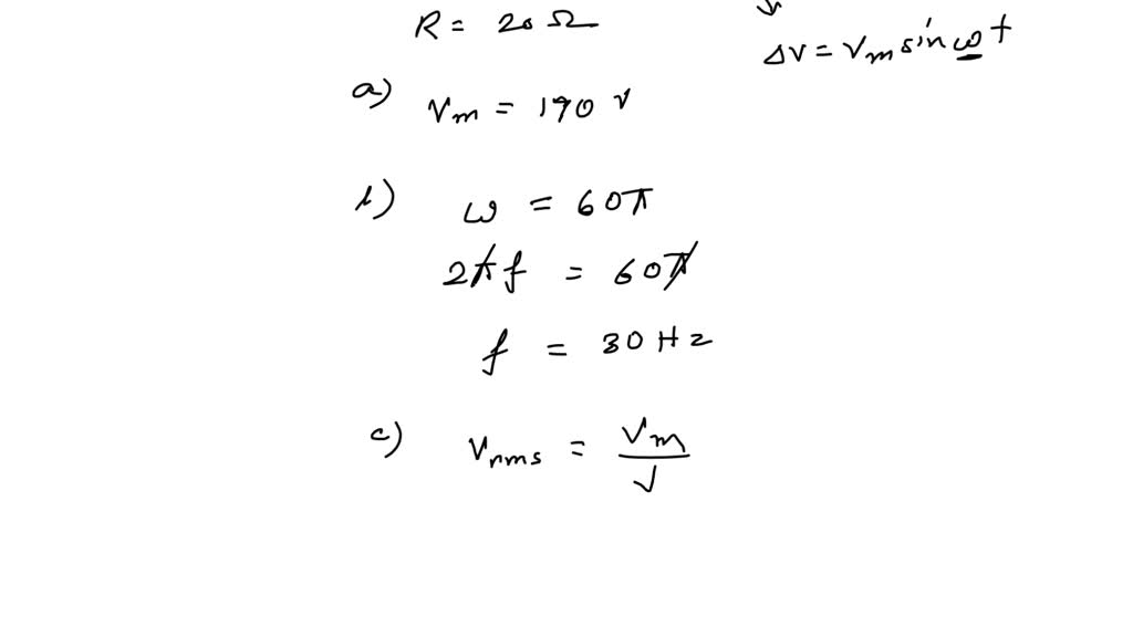 SOLVED:The output voltage of an AC generator is given by Δv= (170 V ...