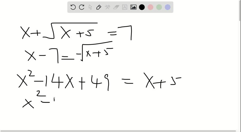 SOLVED:Find all values of x satisfying the given conditions. y-x+√(x+5 ... SOLVED:Find all values of x satisfying the given conditions. y-x+√(x+5 ...