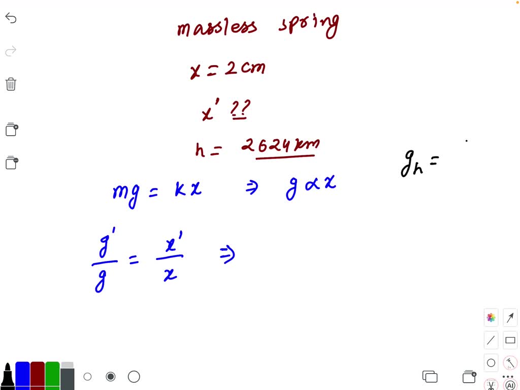 SOLVED:A particle hanging from a massless spring stretches it by 2 cm ...