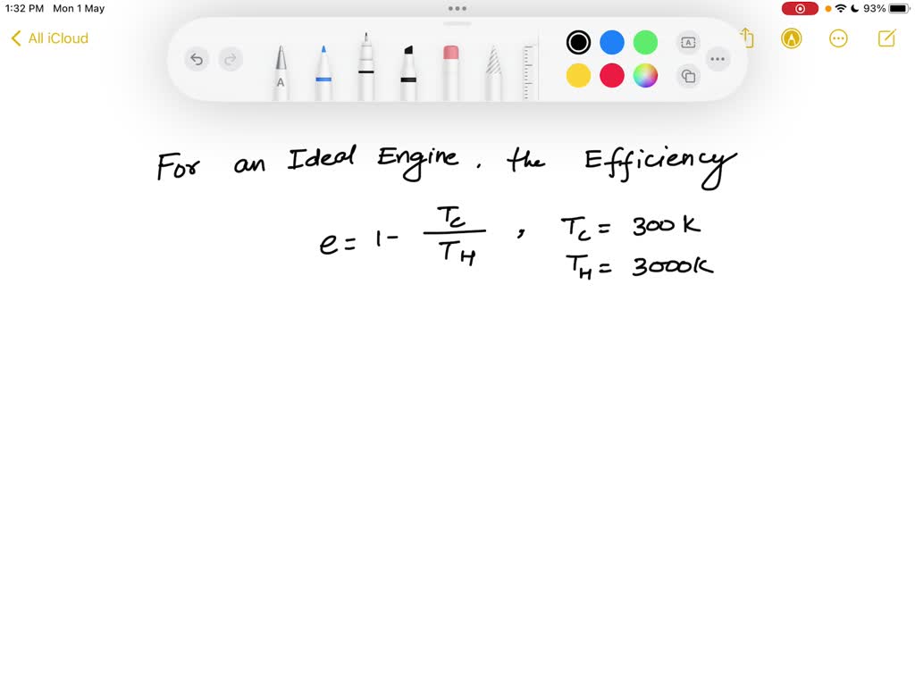 SOLVED: Show that the ideal efficiency is 90% for an engine in which ...