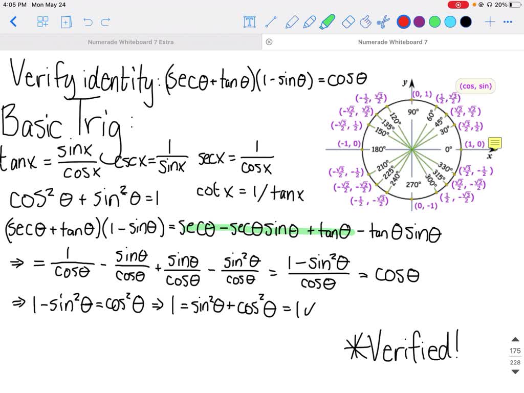 SOLVED:Verify each identity. (tanθ-sinθ)/(sin^3 θ)=(secθ)/(1+cosθ)