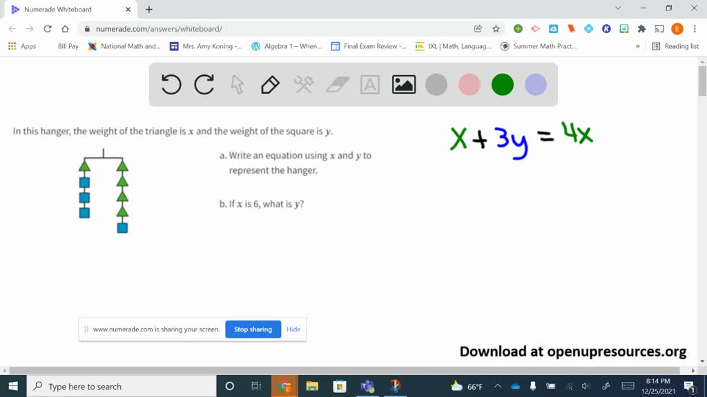 In this hanger, the weight of the triangle is x and the weight of the ...