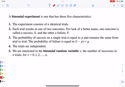 SOLVED:In Exercises 34-37, explain why x is or is not a binomial random variable. (Hint: compare ...