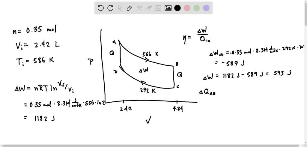 SOLVED:A reversible engine contains 0.20 mol of ideal monatomic gas ...