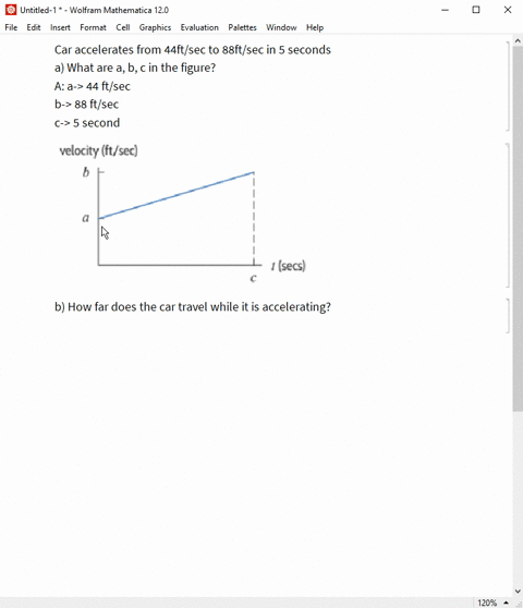 SOLVED:A car accelerates at a constant rate from 44 ft / sec to 88 ft ...
