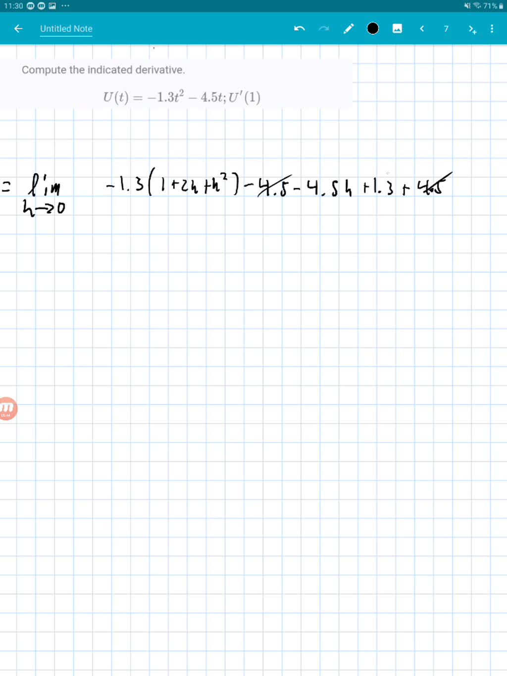SOLVED Compute The Indicated Derivative U t 1 3 T 2 4 5 T U 1 