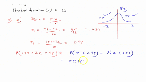 SOLVED:X is a normally distributed random variable with mean 72 and ...