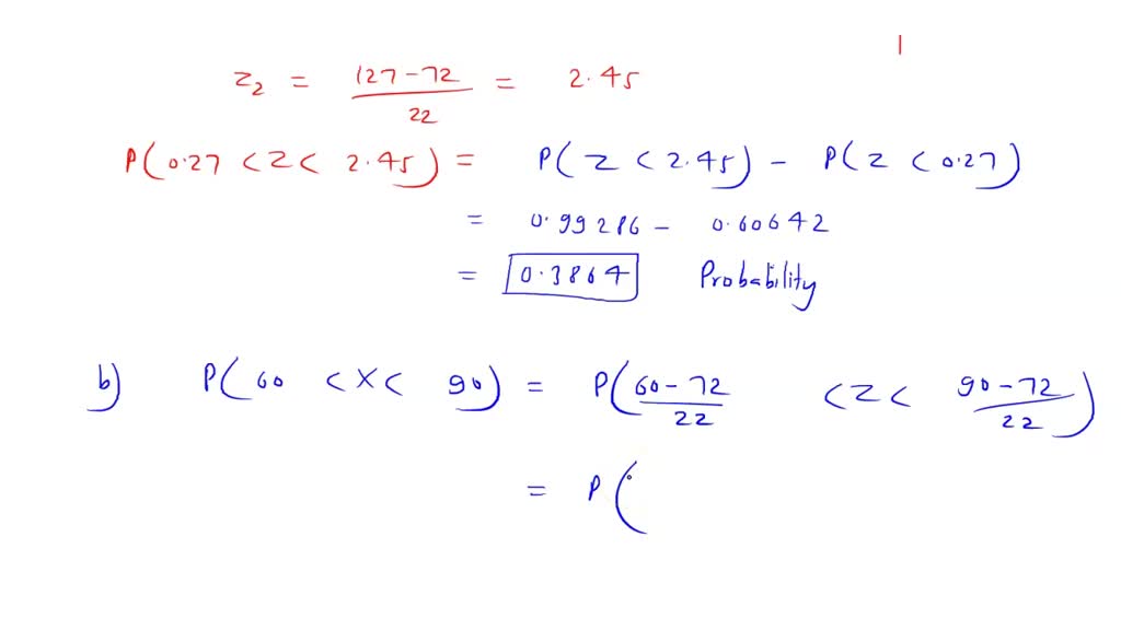 SOLVED:X is a normally distributed random variable with mean 72 and ...