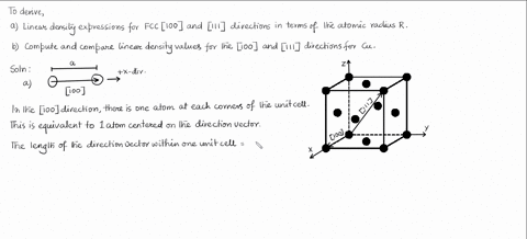 SOLVED: (a) Derive linear density expressions for FCC [100] and [111] directions in terms of the ...