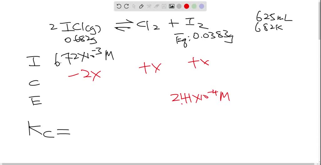 SOLVED:A 0.682 g sample of ICl(g) is placed in a 625 mL reaction vessel ...