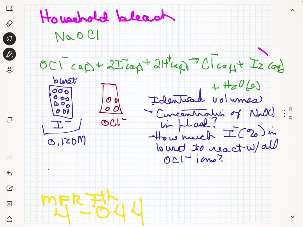 SOLVED:The concentration of an aqueous solution of NaOCl (sodium hypochlorite; the active ...