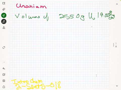 What is the volume of 255.0 g of uranium if uranium has a density of 19 ...