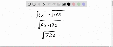 ⏩SOLVED:Multiply the radical expressions. √(6 x) ·√(12 x) | Numerade