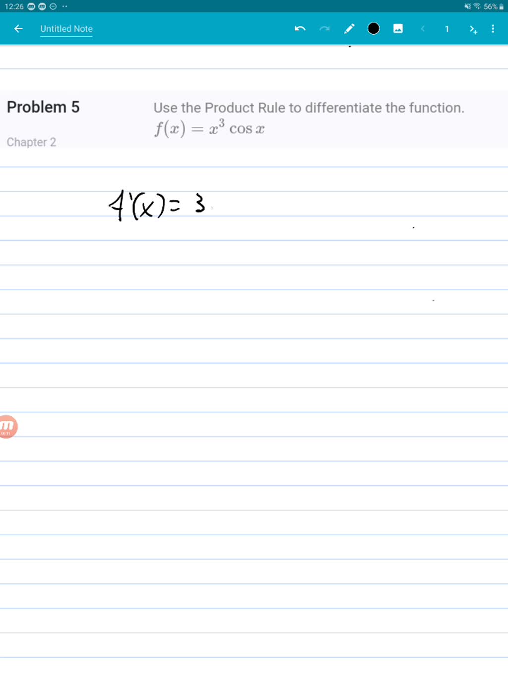 SOLVED Use The Product Rule To Differentiate The Function F x x 3 Cosx