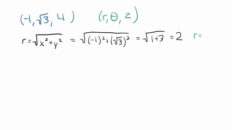 SOLVED:Find the cylindrical coordinates (r, θ, z) of each point with ...