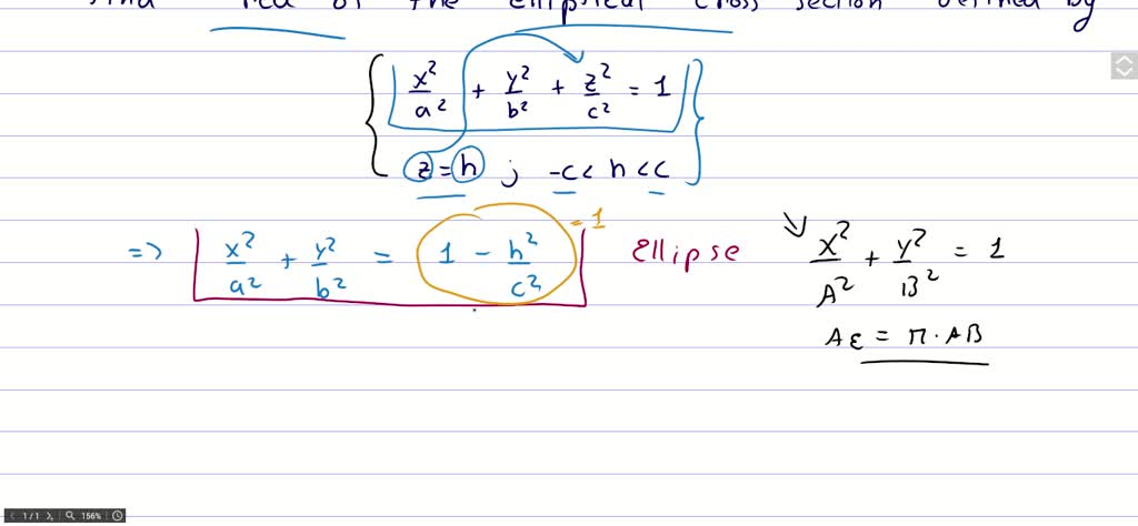 SOLVED:Find the area of the elliptical cross section cut from the ...