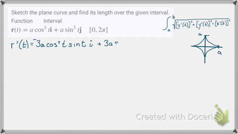 SOLVED:Sketch the plane curve and find its length over the given interval. Function Interval 𝐫(t ...