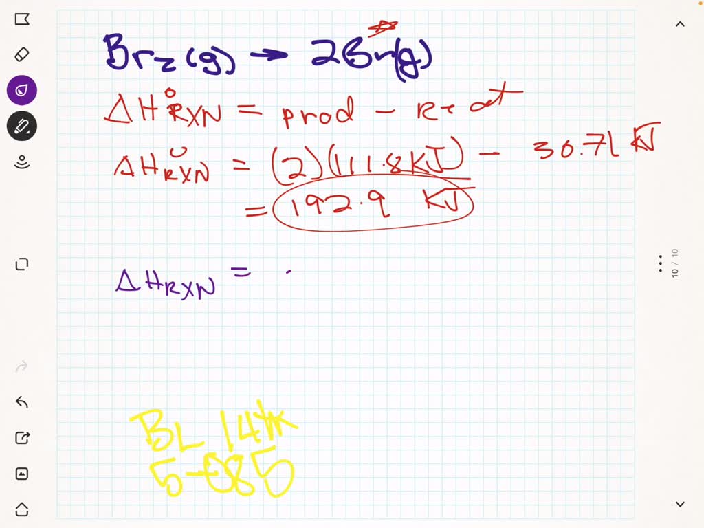 SOLVED:(a) Use enthalpies of formation given in Appendix C to calculate ΔH for the reaction Br2 ...