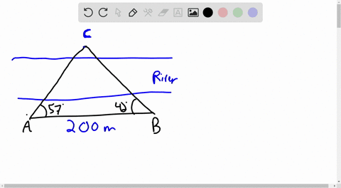 SOLVED: A surveyor marks points A and B 200 meters apart on one bank of ...
