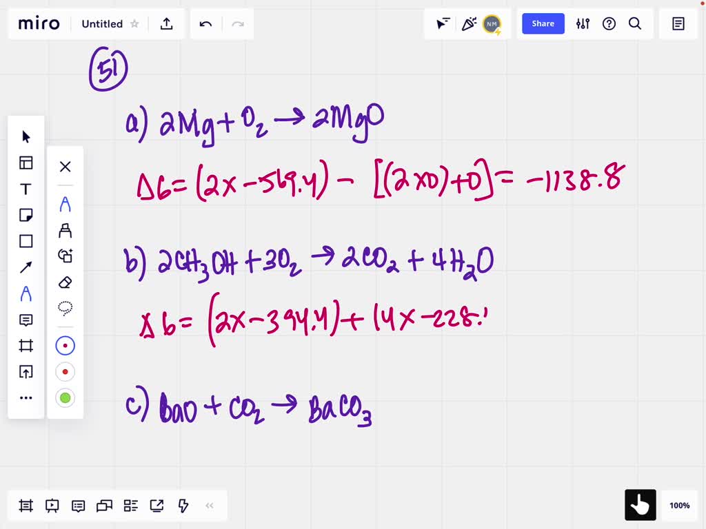 SOLVED:Calculate ΔG^∘ for each reaction using ΔGf^∘ values: (a) 2 Mg(s)+O2(g) 2 MgO(s) (b) 2 CH3 ...