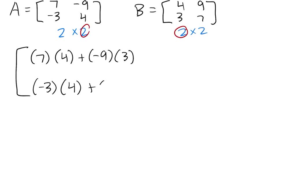 SOLVED:Determine whether B is the multiplicative inverse of A using A A^-1=I. A=[ 7 -9 -3 4 ] B ...