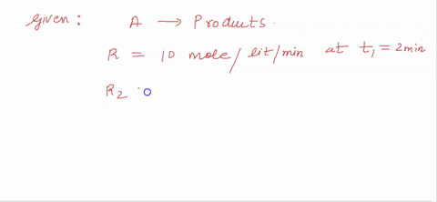 ⏩SOLVED:The rate of the reaction for A Products is 10 mol L^-1… | Numerade