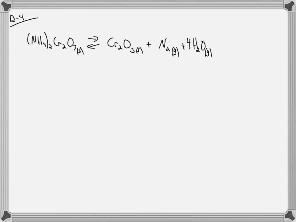 Decomposition of ammonium dichromate is shown in the designated series ...