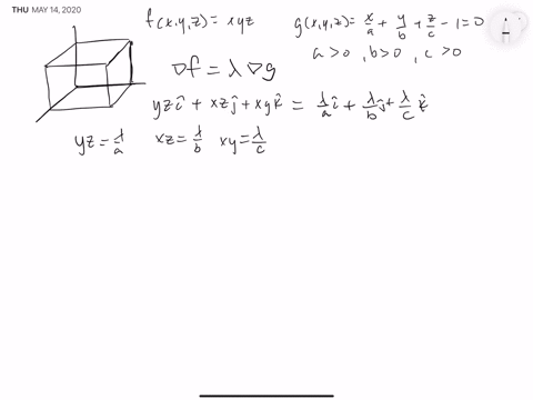 SOLVED:Box with vertex on a plane Find the volume of the largest closed rectangular box in the ...
