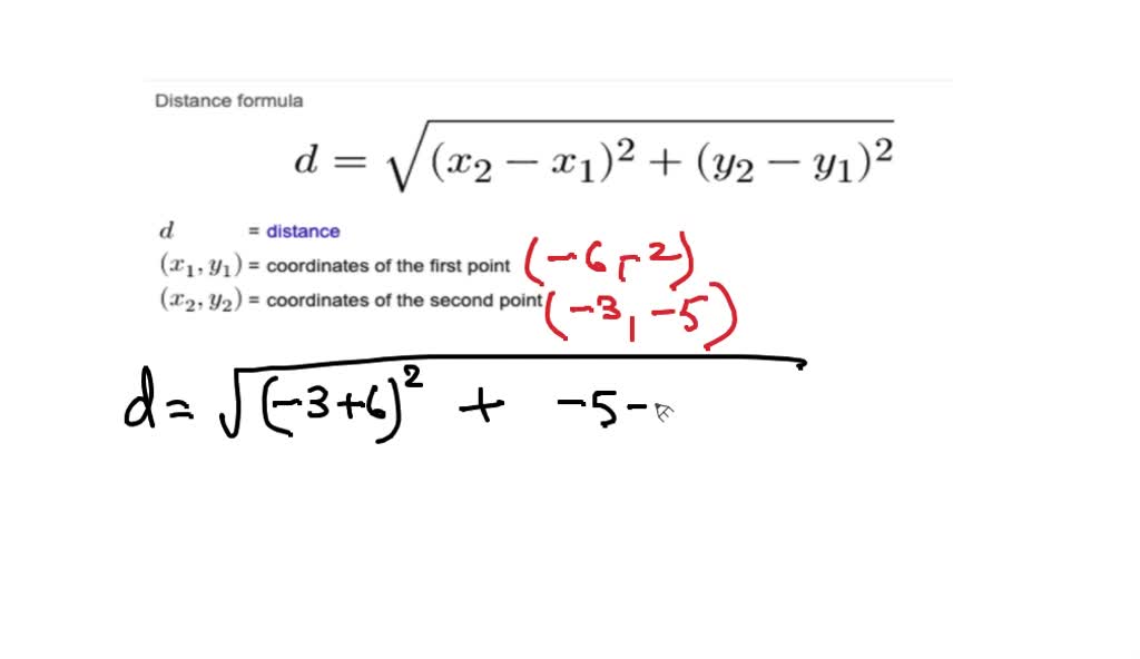⏩SOLVED:Use the distance formula to find the distance between the ...