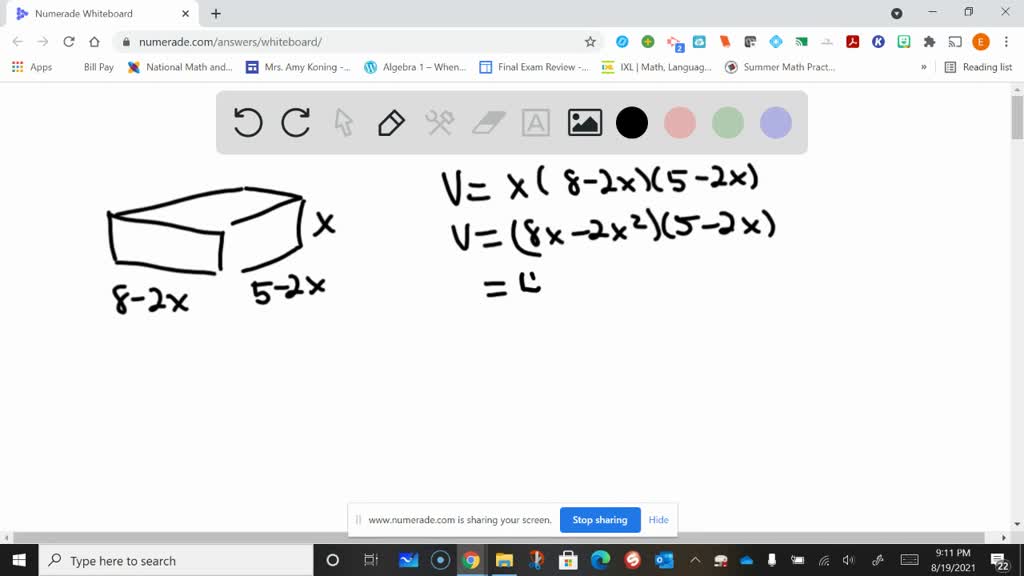 SOLVED:The volume, V, of a rectangular solid with length l, width w ...
