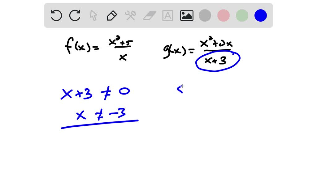 If f(x)=(x^2+5)/(x) and g(x)=(x^2+2 x)/(x+3), find each function value ...
