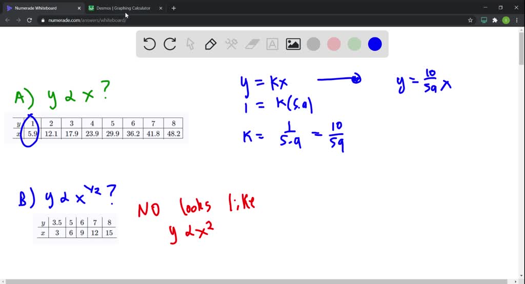 SOLVED:Determine whether the following data support a proportionality ...