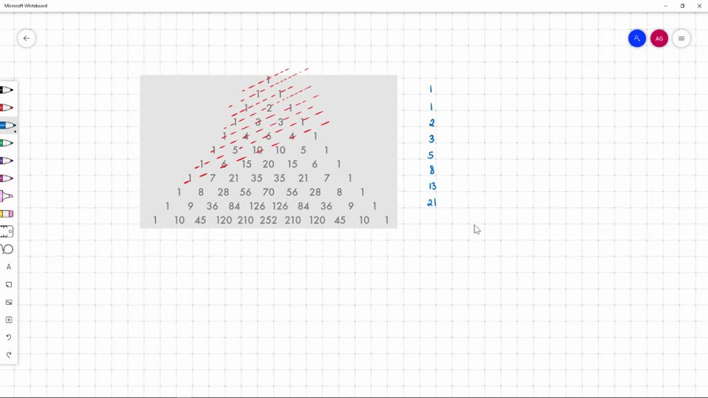 SOLVED:Describe the pattern formed by the sums of the numbers along the ...