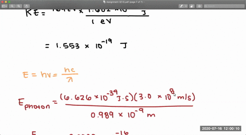 An X-ray photon of wavelength 0.989 nm strikes a surface. The emitted electron has a kinetic ...