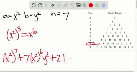SOLVED:Expand each expression using Pascal's triangle. (x^2+y^2)^7