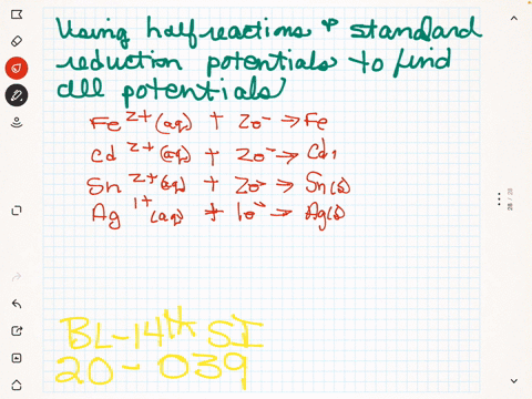 SOLVED:The standard reduction potentials of the following half-reactions are given in Appendix E ...
