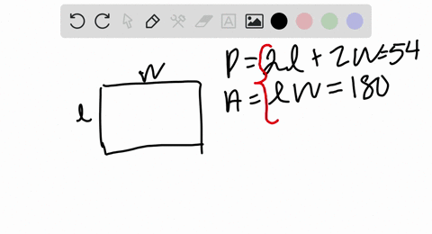 SOLVED:The perimeter of a rectangular garden is 54 feet, and its area ...