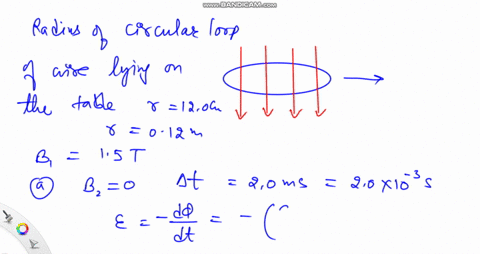 SOLVED:A circular loop of wire with a radius of 12.0 cm is lying flat on a tabletop. A magnetic ...