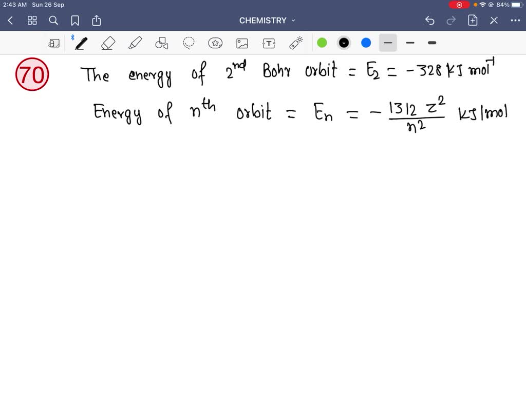 Solved The Energy Of Second Bohr Orbit Of The Hydrogen Atom Is 328 Kj