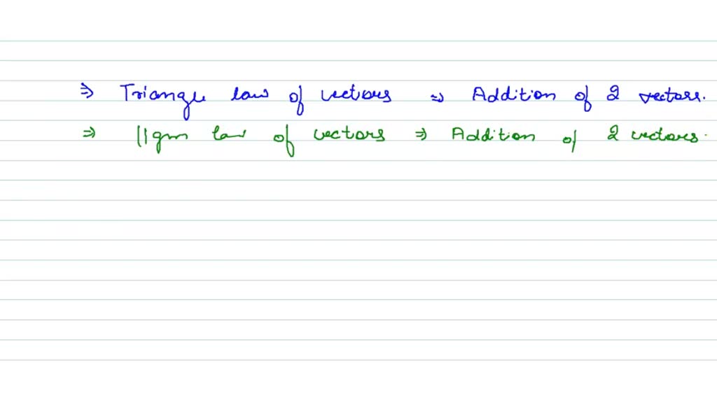 SOLVED:Column-I Column-II (a) Triangle law of vectors (p) Addition of ...