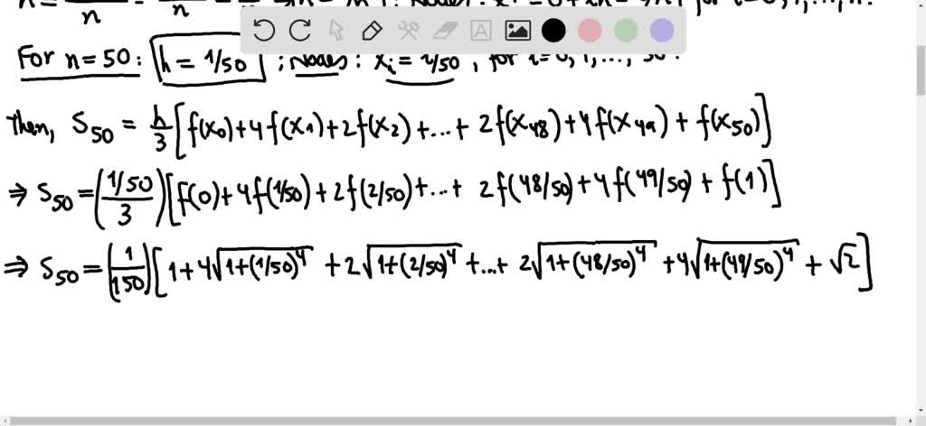 SOLVED:A function f and an interval [a, b] are specified. Calculate the Simpson's Rule ...