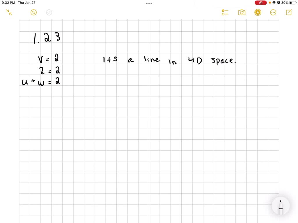 (Recommended) Describe the intersection of the three planes u+v+w+z=6 ...