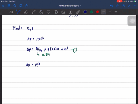 The inclined-tube manometer shown has D=76 mm and d=8 mm, and is filled with Meriam red oil ...