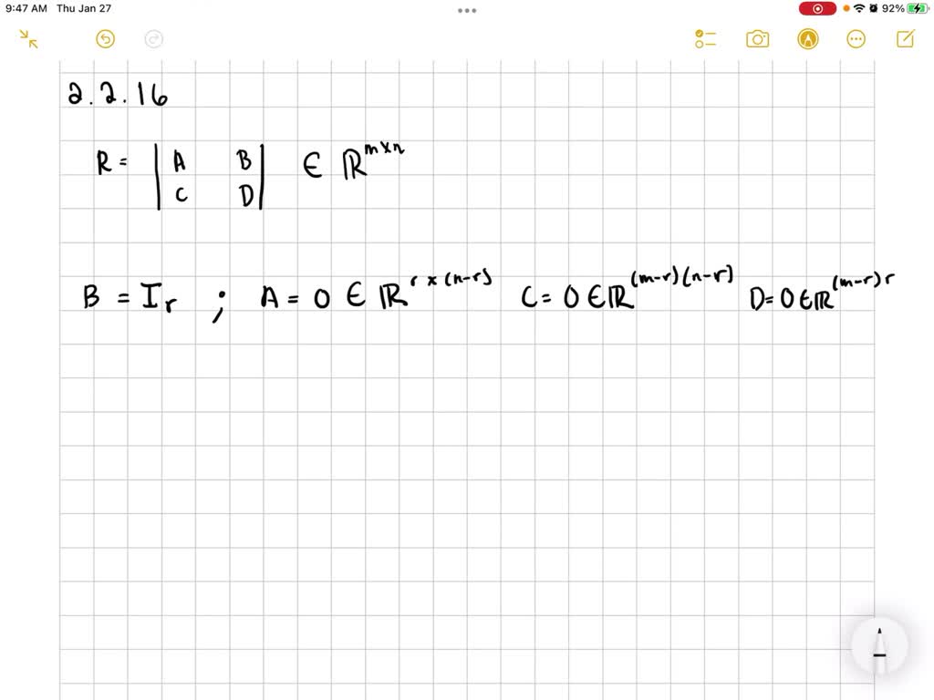 Suppose all r pivot variables come last. Describe the four blocks in ...