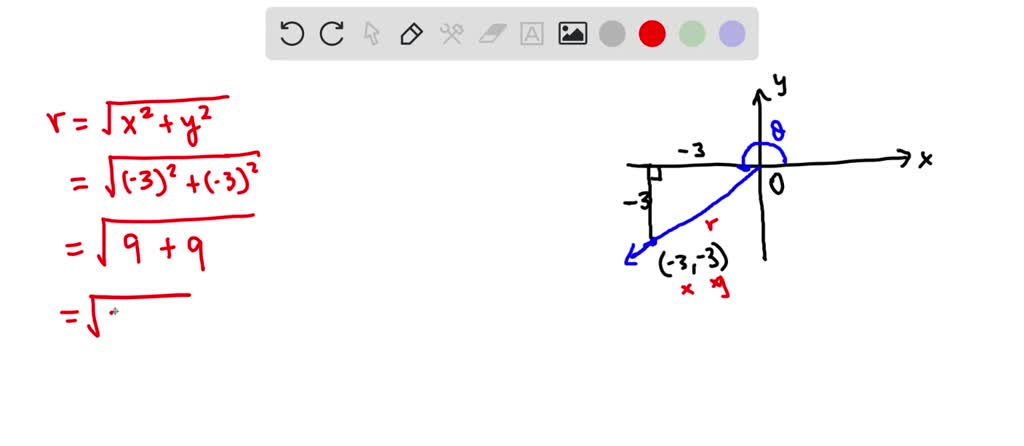 SOLVED:The terminal side of an angle θ in standard position passes through the point (-3,-3) Use ...