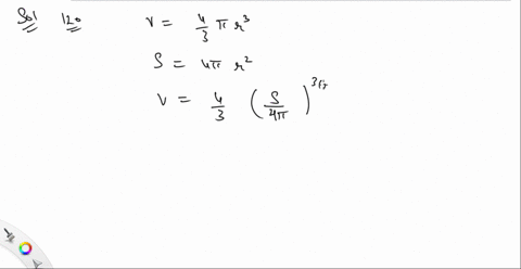 ⏩SOLVED:The volume of a sphere of radius r is V=(4)/(3) πr^3 and its ...