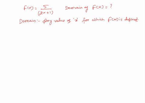 SOLVED:Find the domain of the function given by each equation. f(x)=(5 ...