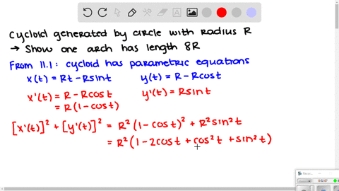 Show that one arch of a cycloid generated by a circle of...